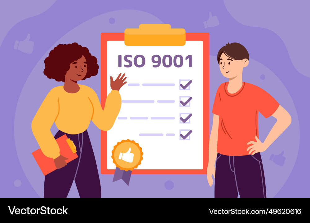 People with iso certification Royalty Free Vector Image