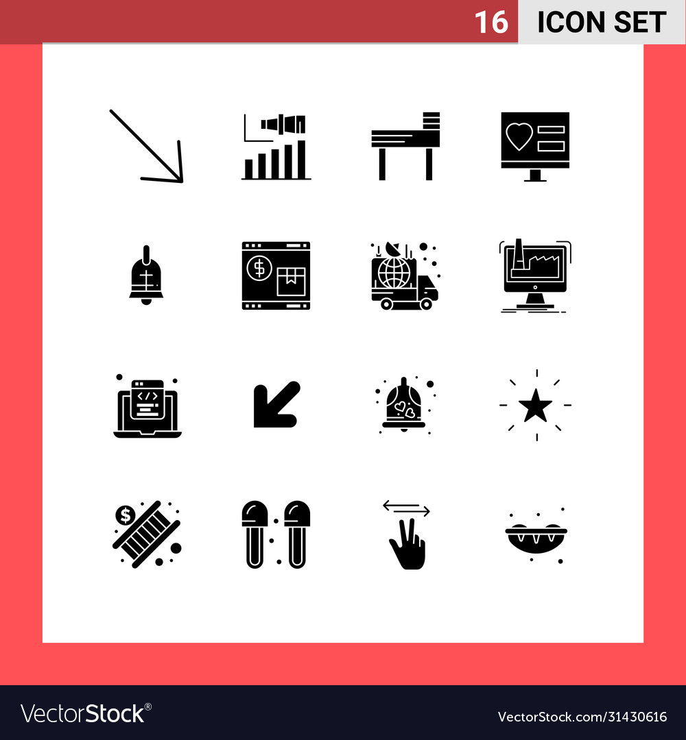 Pictogram set 16 simple solid glyphs ring Vector Image Pictogram set 16 simple solid glyphs ring Vector Image