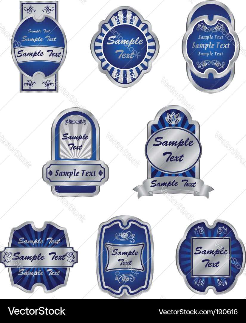 Set of vintage silver labels Royalty Free Vector Image