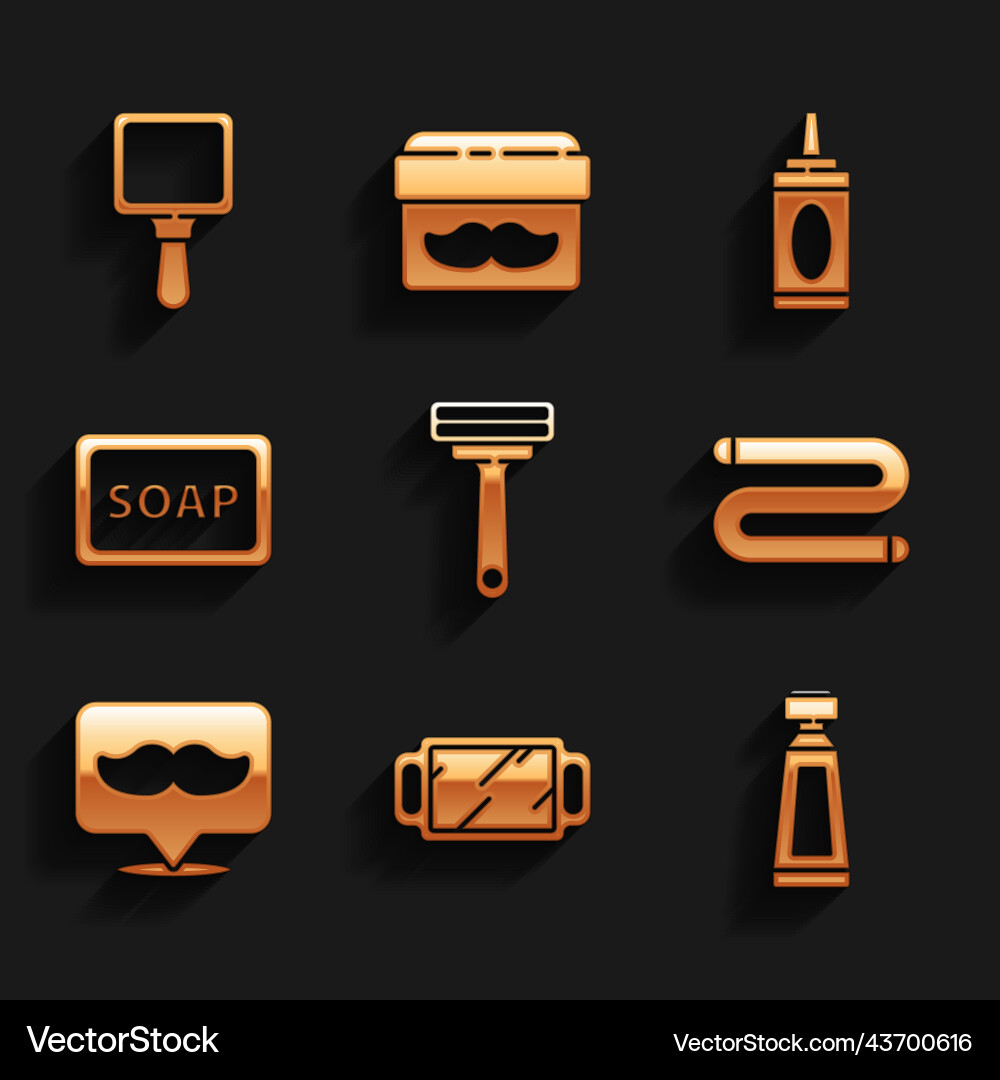 Set shaving razor hand mirror cream lotion Vector Image