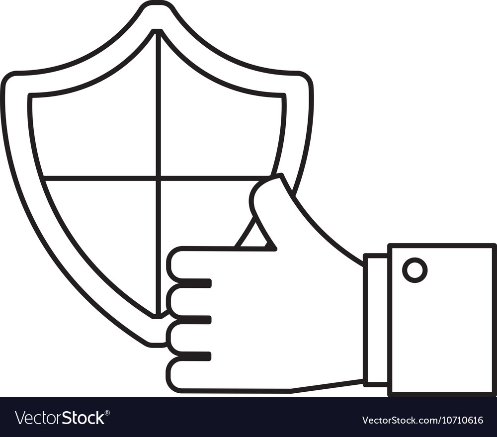Shield security system flat icon Royalty Free Vector Image