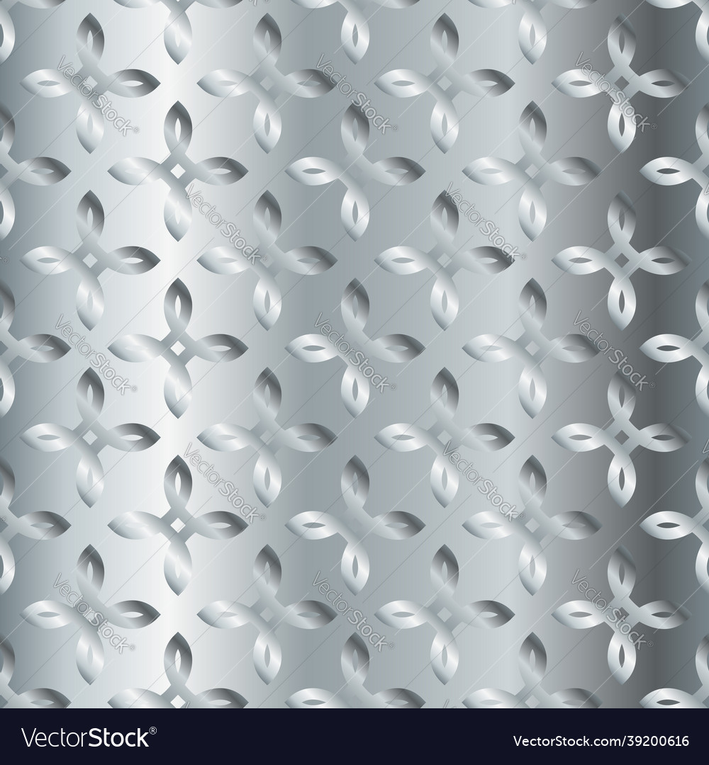 Silver metal gradient flower pattern background Vector Image