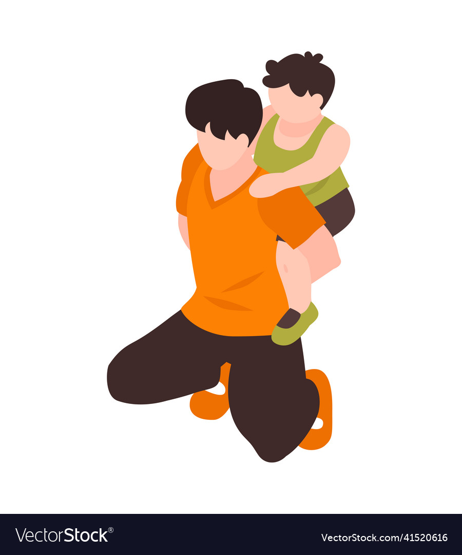 Son on back composition Royalty Free Vector Image