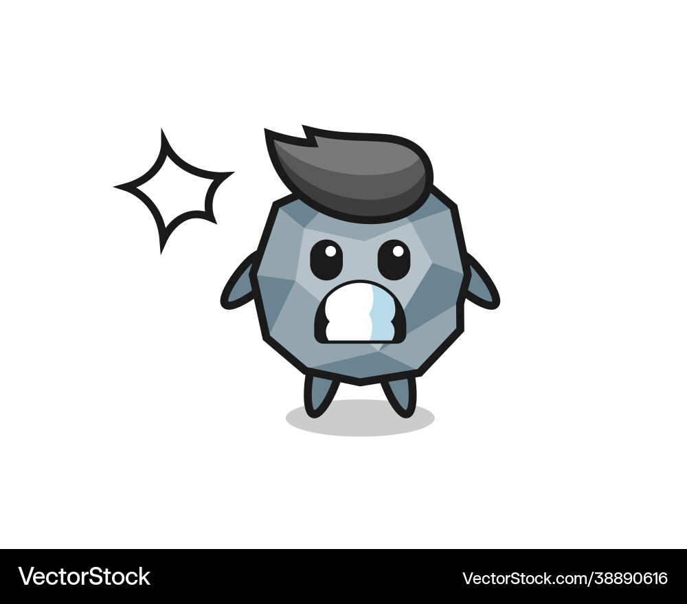 Stone character cartoon with shocked gesture Vector Image