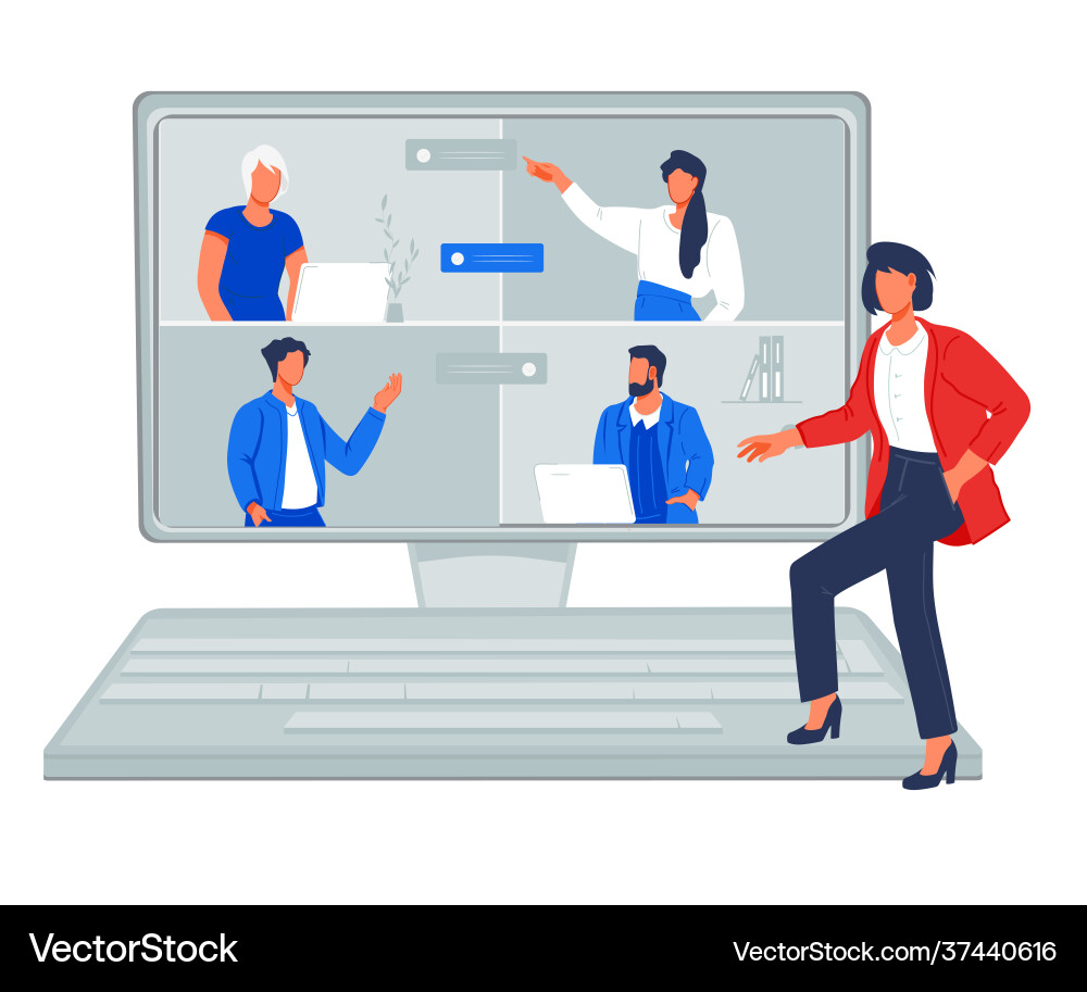 Team video conference or meeting online Royalty Free Vector