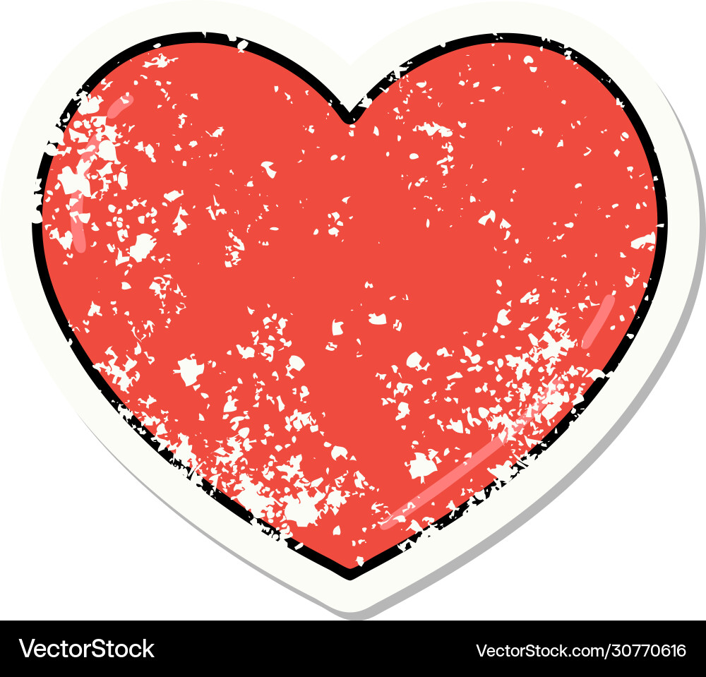 Traditional distressed sticker tattoo a heart Vector Image