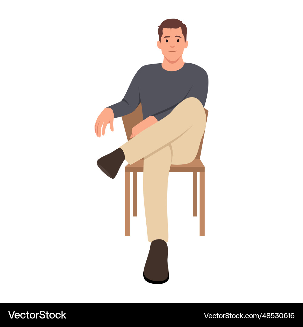 Young man siting on the chair Royalty Free Vector Image