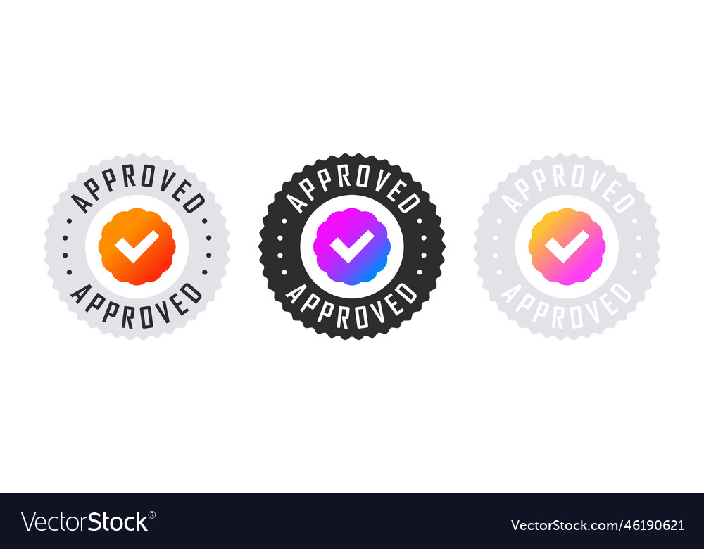 Approval check mark confirmation badges Royalty Free Vector Approval check mark confirmation badges Royalty Free Vector