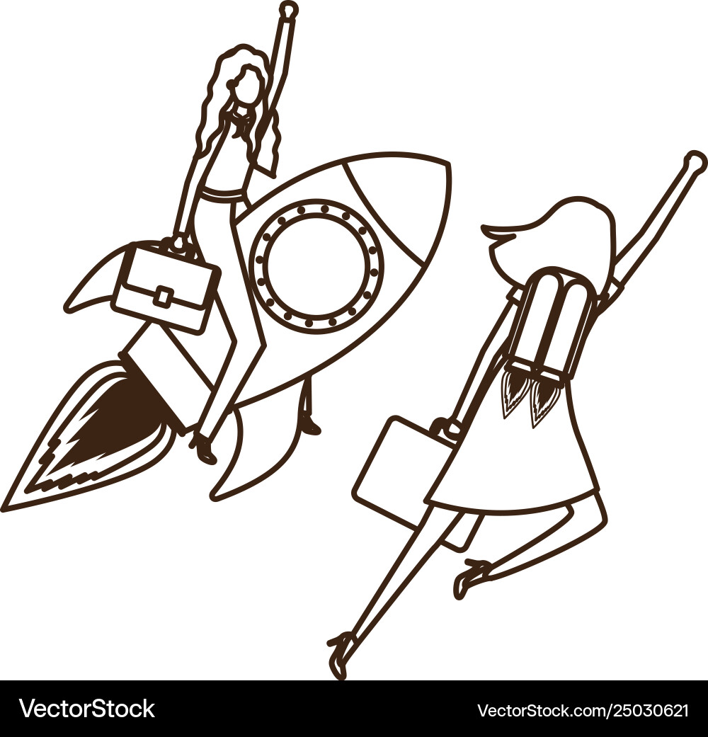 Businesswomen with rocket avatar character Vector Image