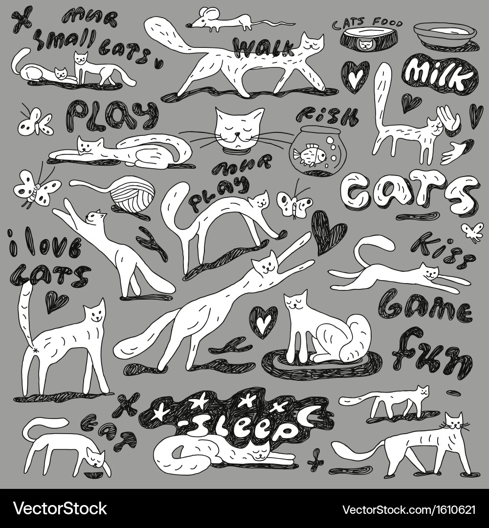 Cats - doodles set Royalty Free Vector Image - VectorStock