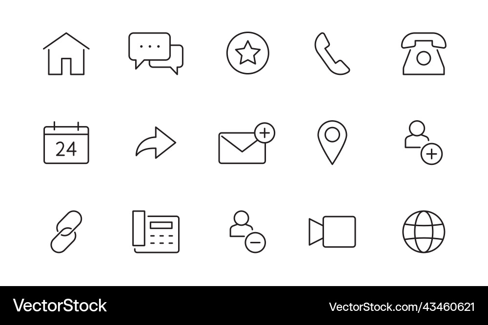 Contact address line icon set mail telephone Vector Image