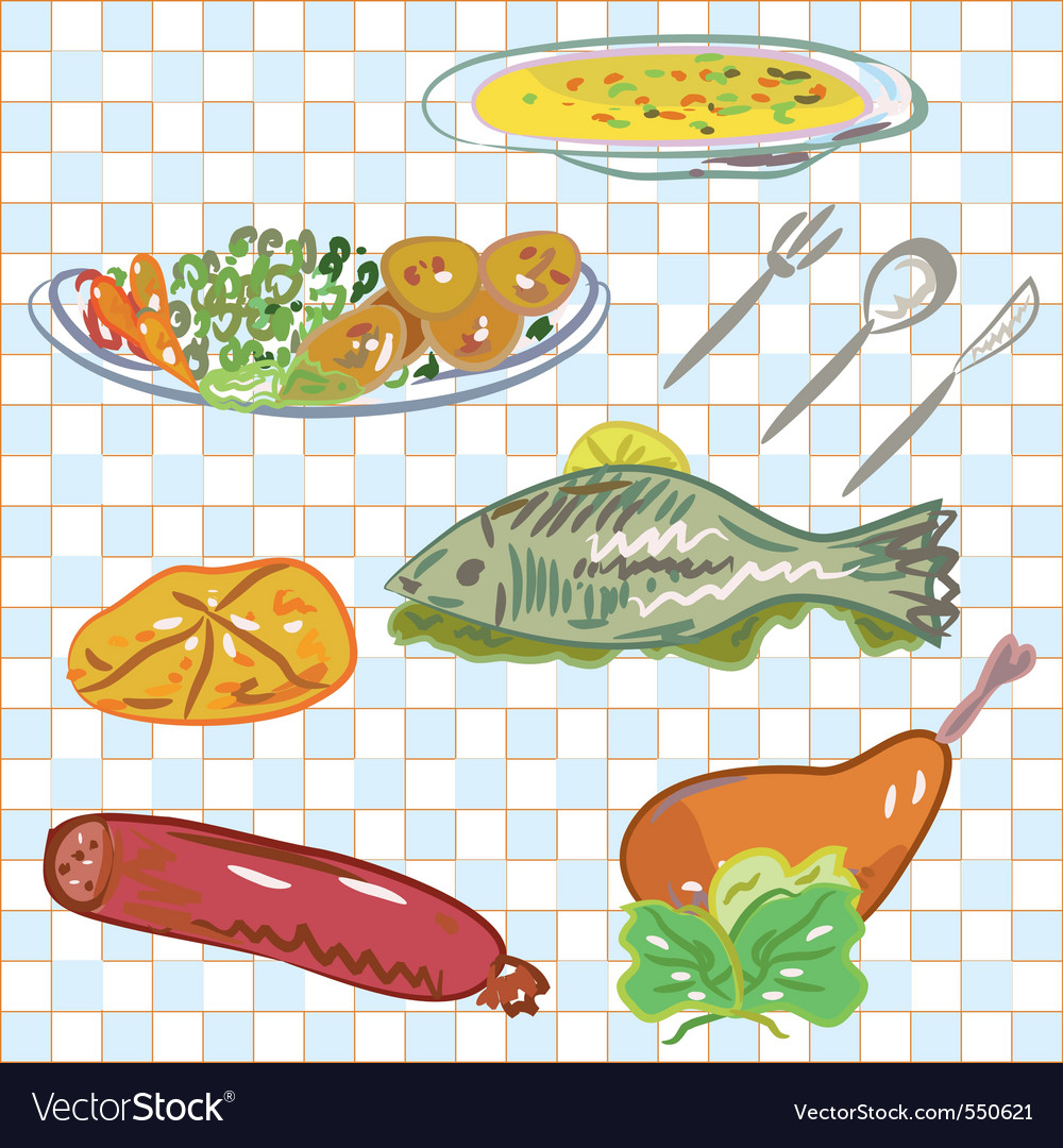 Dinner sketch Royalty Free Vector Image - VectorStock
