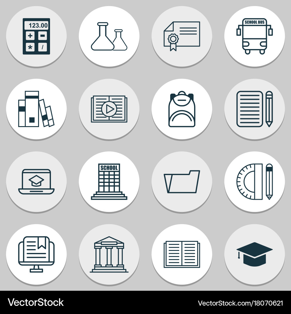 Education icons set collection of home work Vector Image