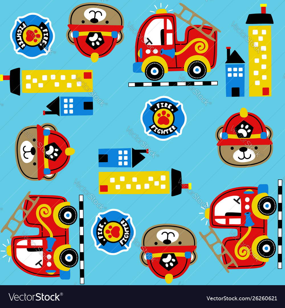 Firefighter pattern cartoon Royalty Free Vector Image