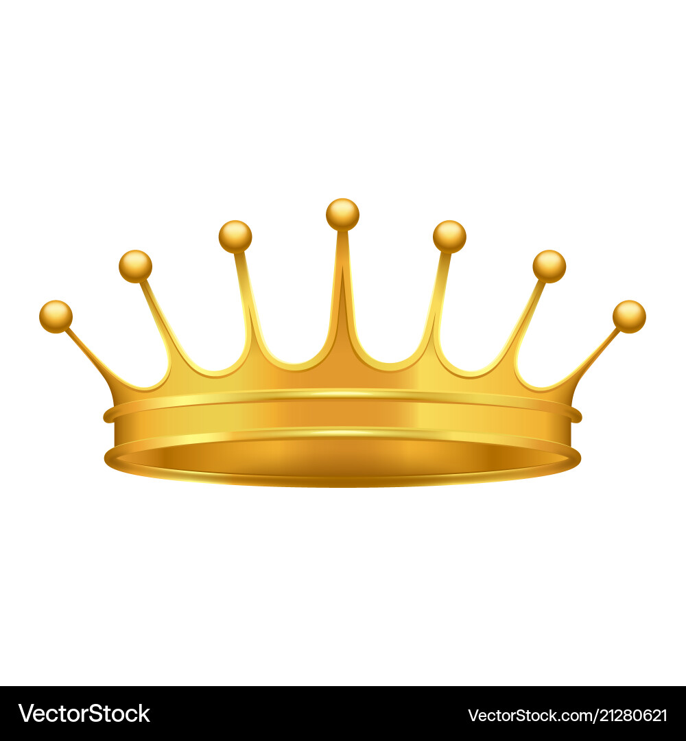 Golden crown with cross 3d icon realistic Vector Image