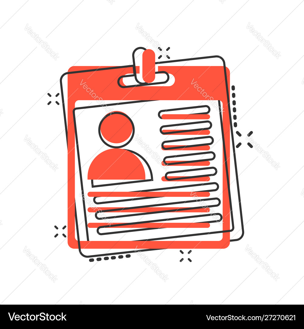 Id card icon in comic style identity tag cartoon Vector Image