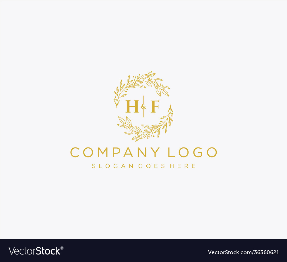 Initial hf letters floral frames monogram wedding Vector Image