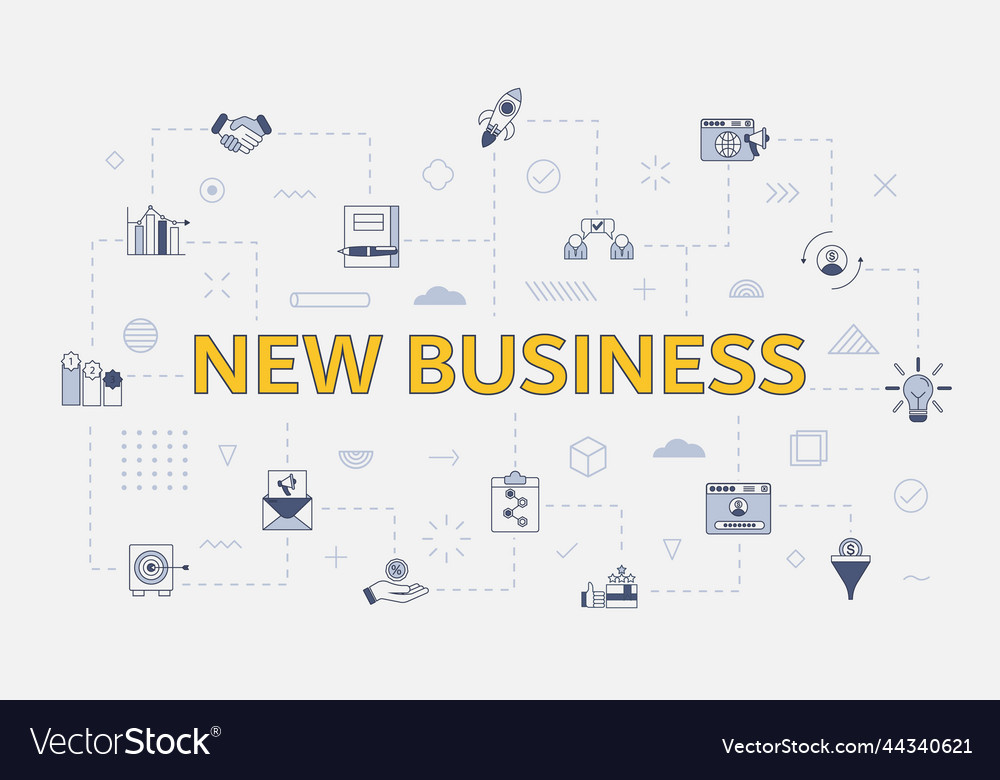New business concept with icon set big word Vector Image