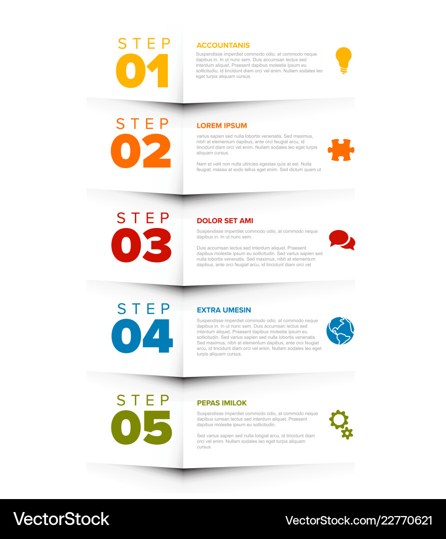 Progress five steps template Royalty Free Vector Image