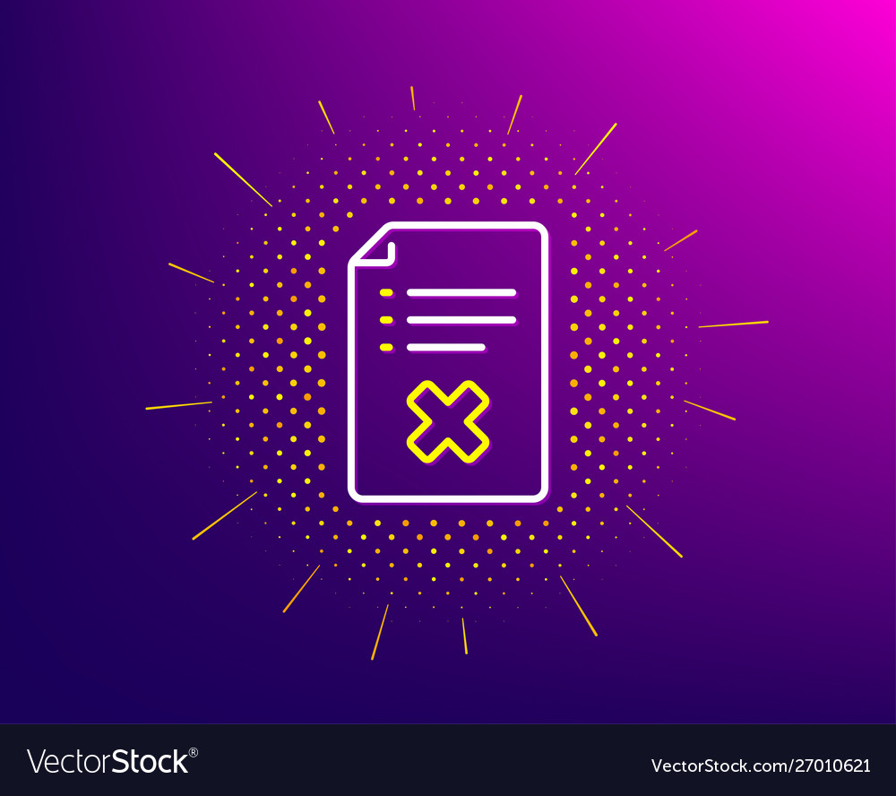 Reject file line icon decline document sign Vector Image