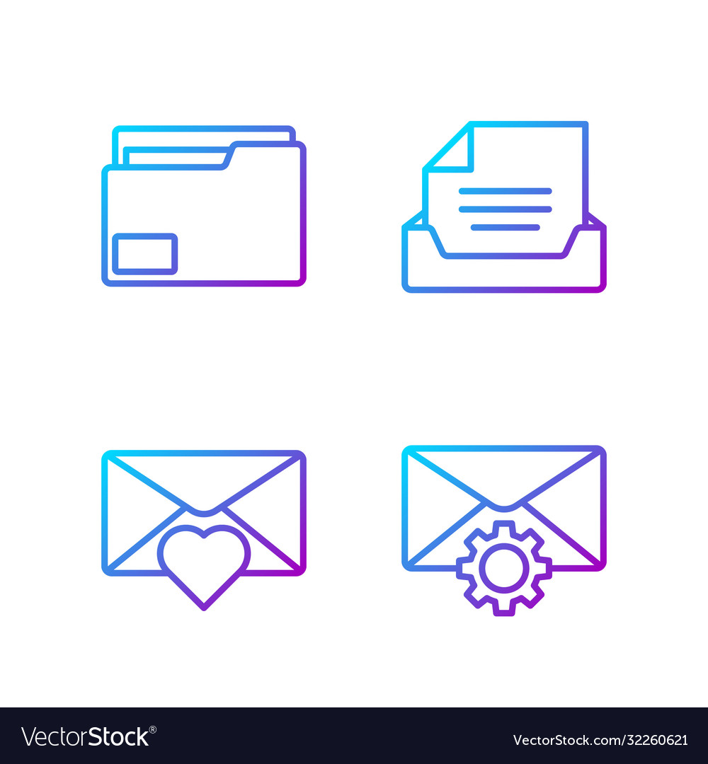 Set line envelope setting envelope with valentine Vector Image Set line envelope setting envelope with valentine Vector Image