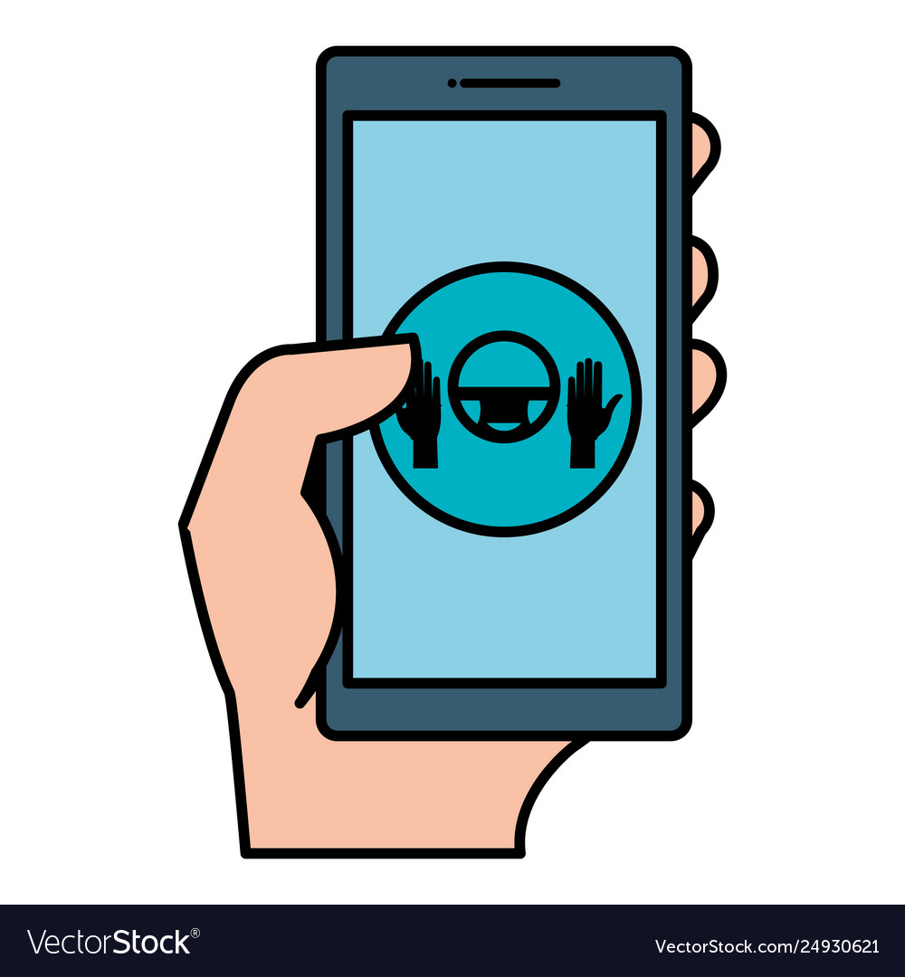 Smartphone with car driver app Royalty Free Vector Image
