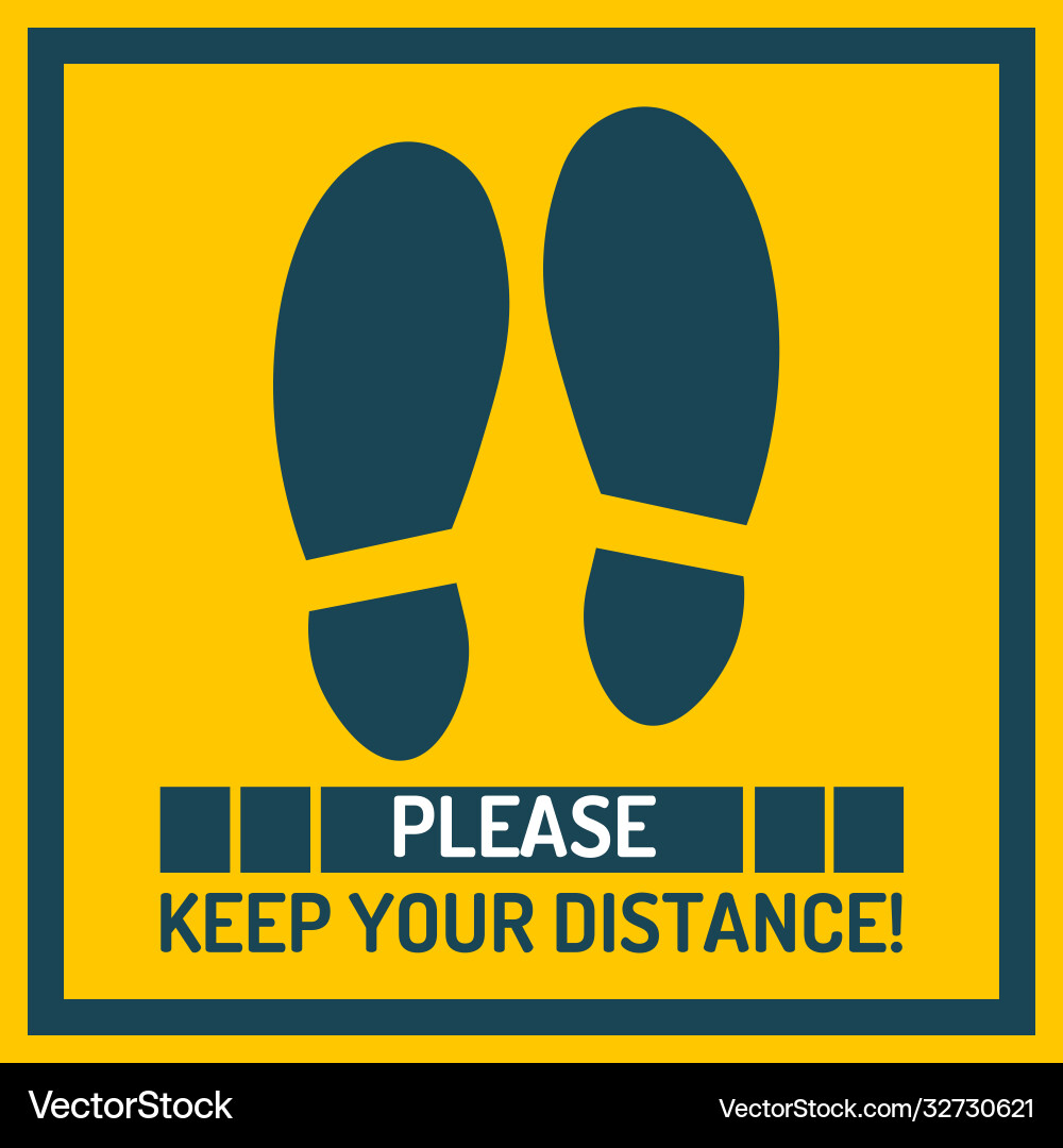 Social distance badge stand back modern yellow Vector Image