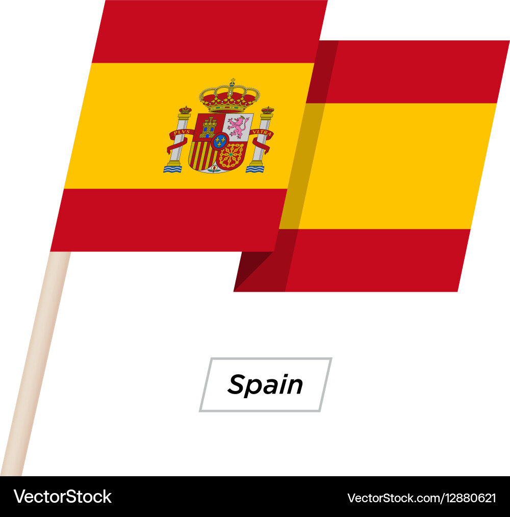 Spain ribbon waving flag isolated on white Vector Image