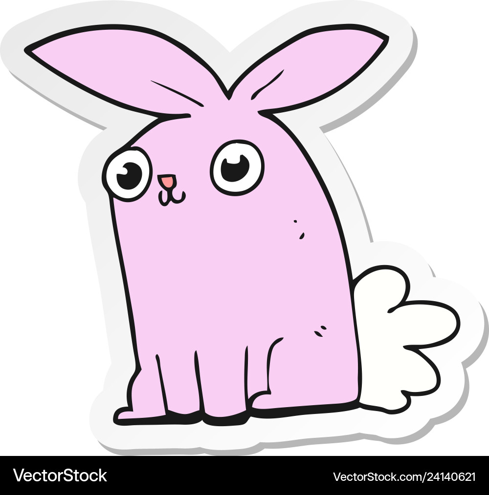 Sticker of a cartoon bunny rabbit Royalty Free Vector Image