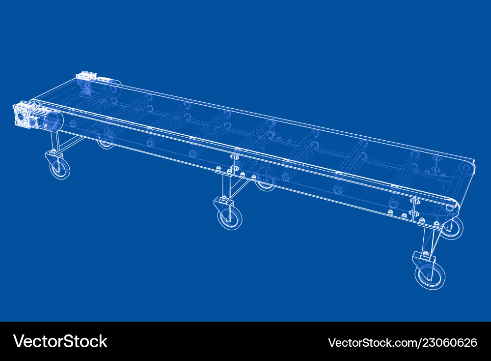 3d outline conveyor belt rendering of Royalty Free Vector