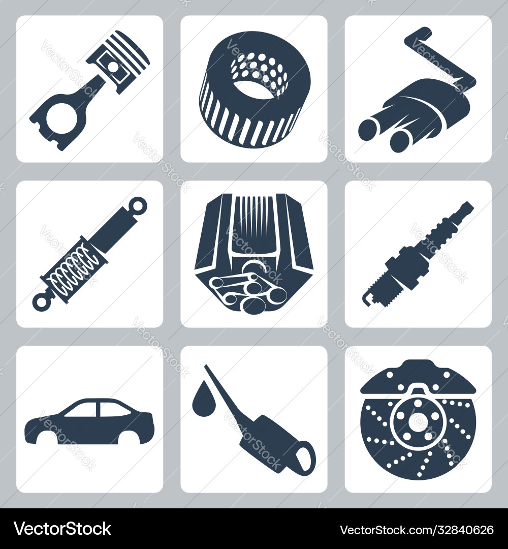 Car parts icons set Royalty Free Vector Image - VectorStock