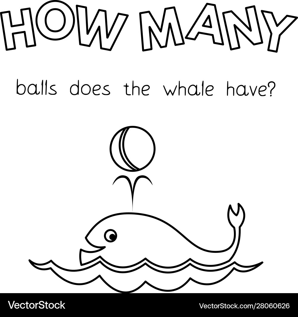 Cartoon whale counting game coloring book Vector Image