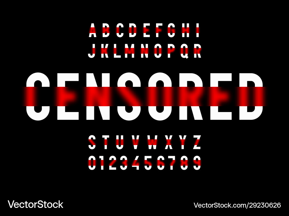 Censored style modern font alphabet letters Vector Image