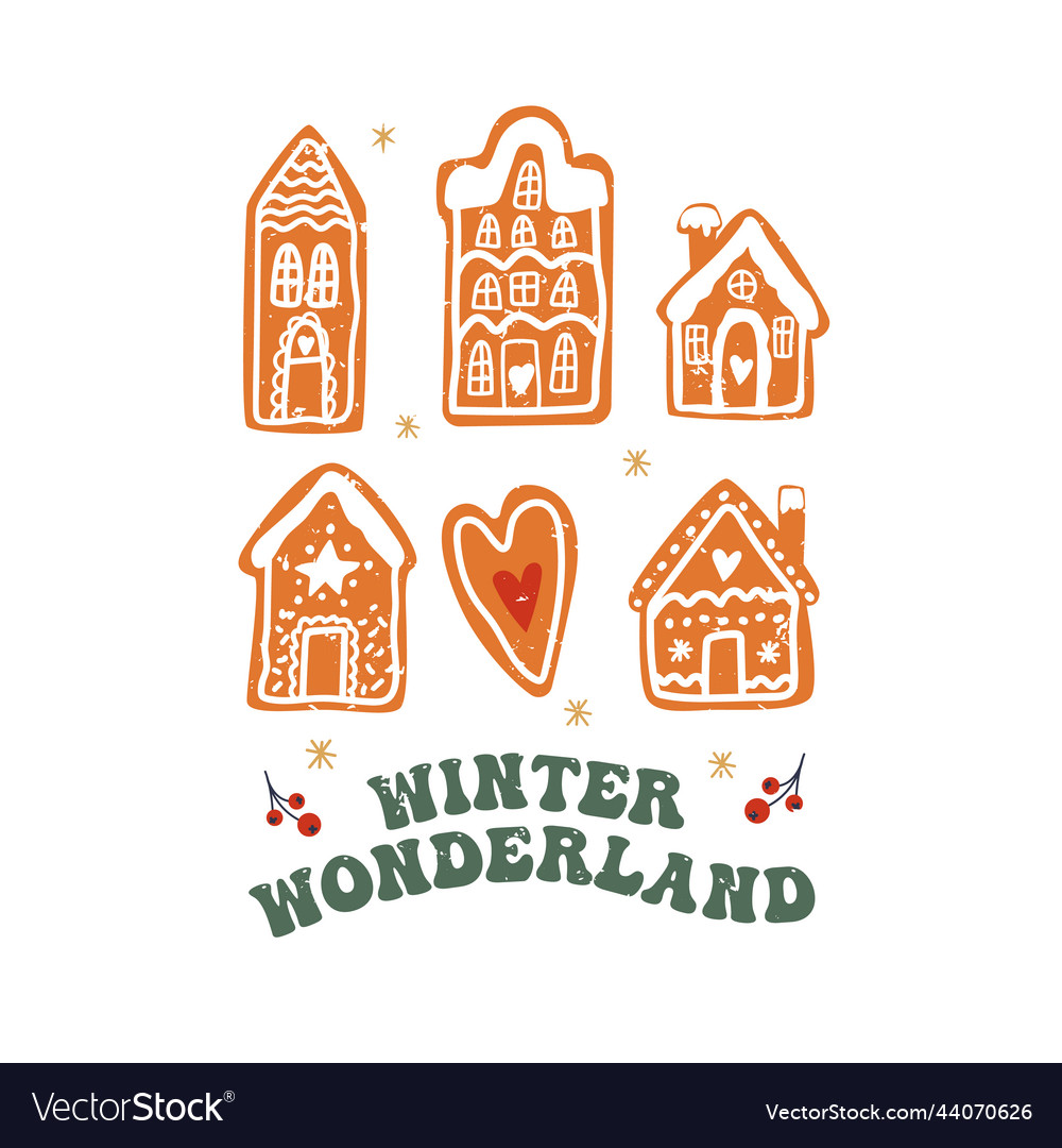 Christmas sign - winter wonderland with cute Vector Image