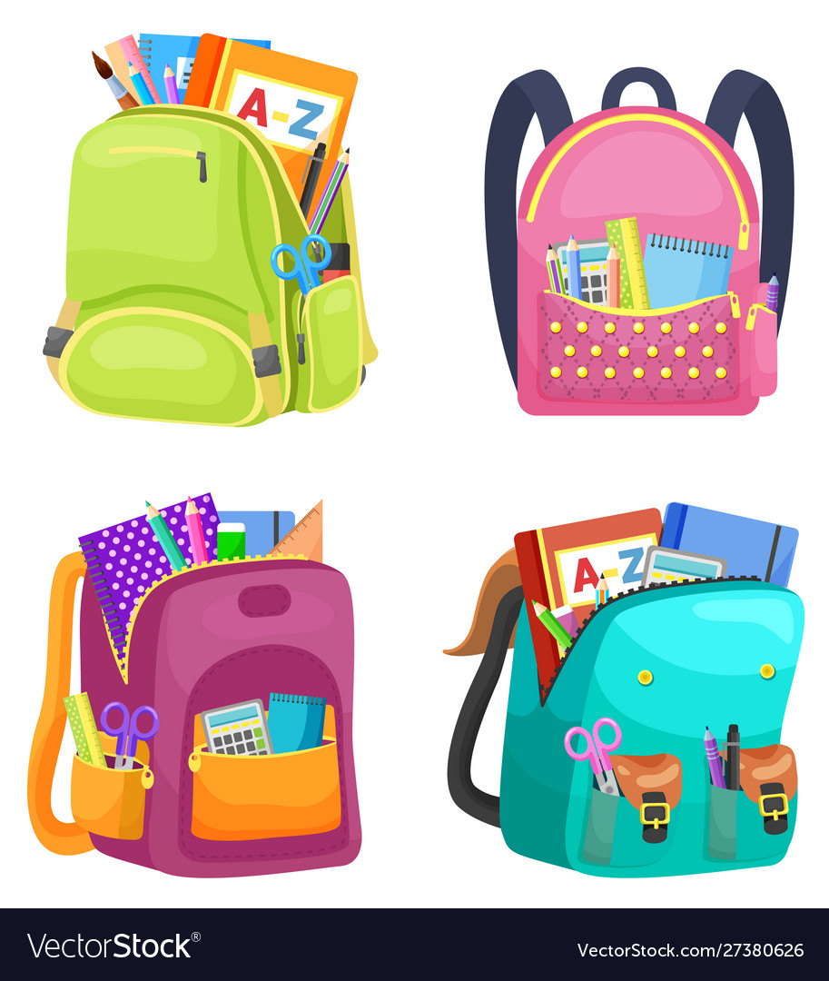 Colored school backpack back Royalty Free Vector Image