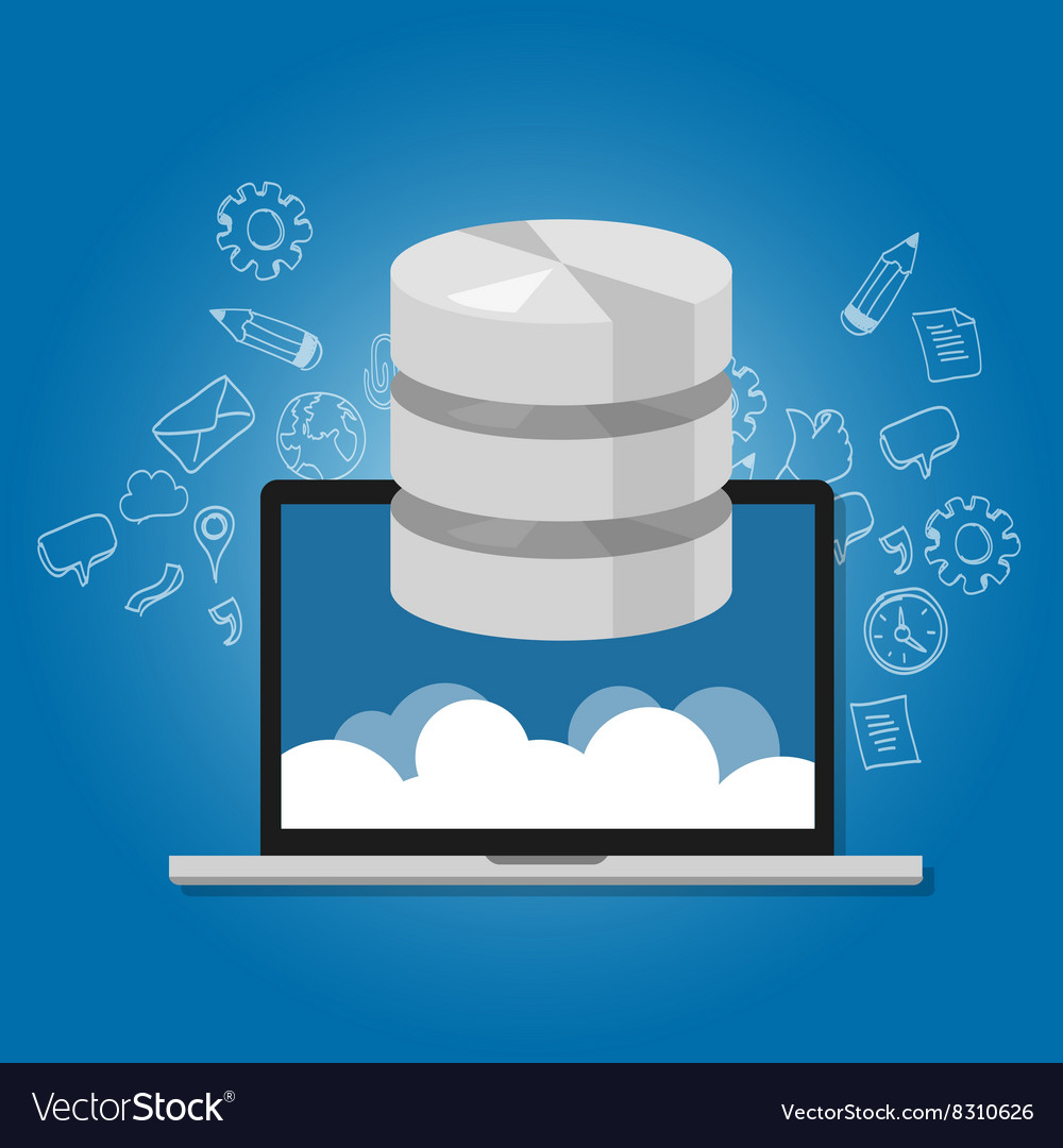 Database data in the cloud network multimedia Vector Image