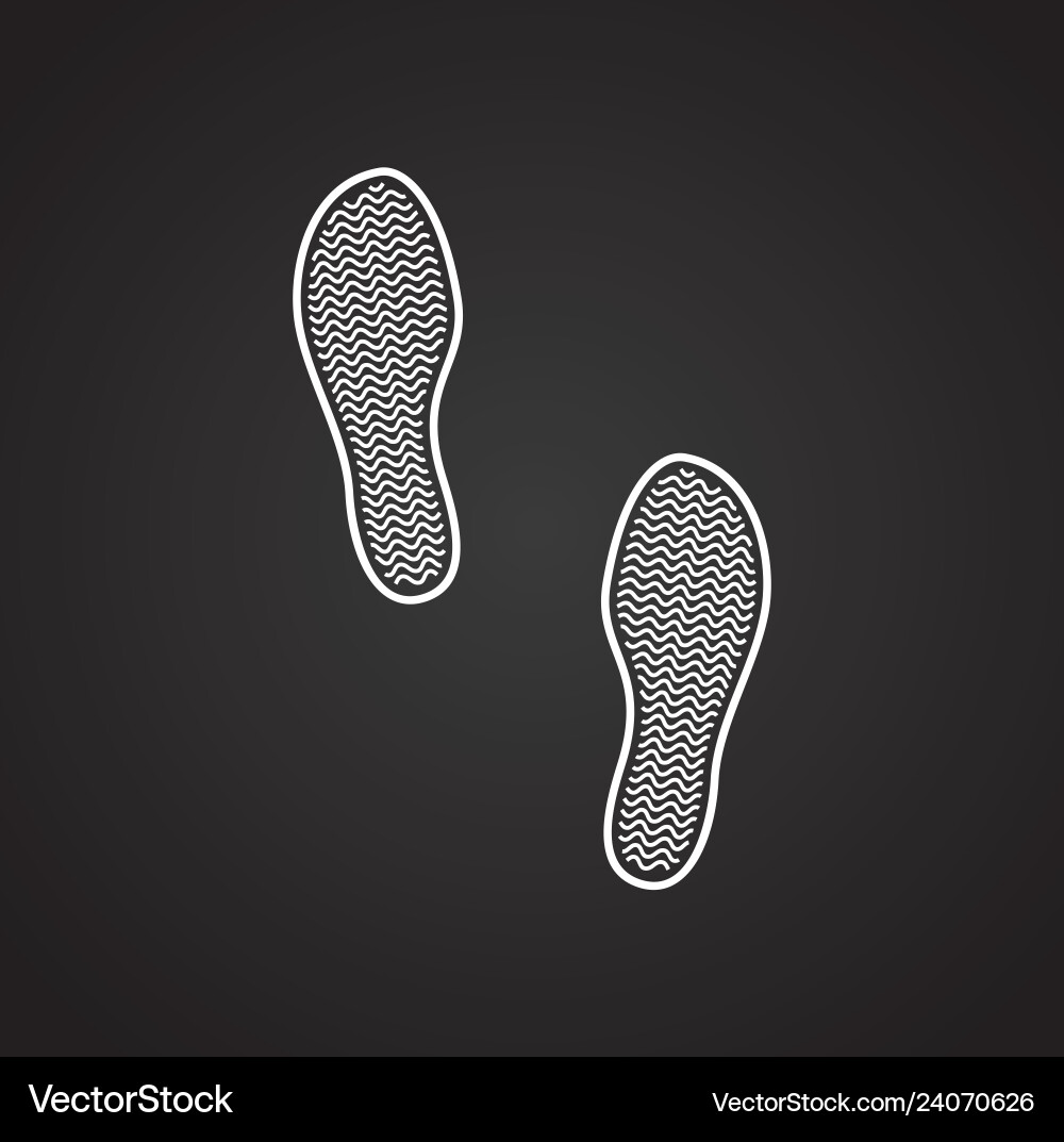 Footprint icon on black background for graphic Vector Image