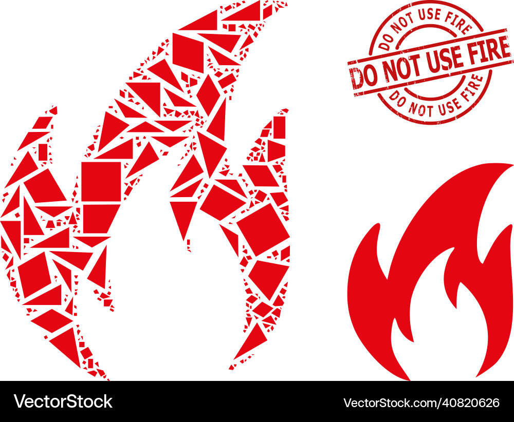 Geometric fire icon mosaic and textured do not use
