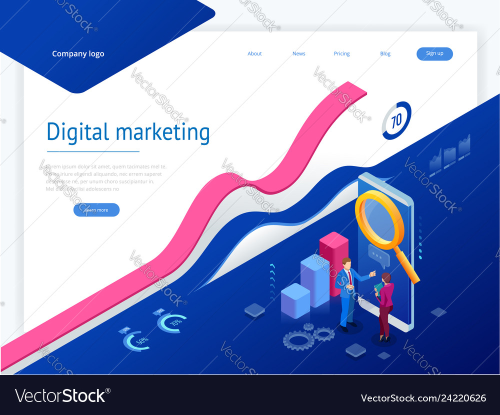 Isometric concept analytics strategy Royalty Free Vector