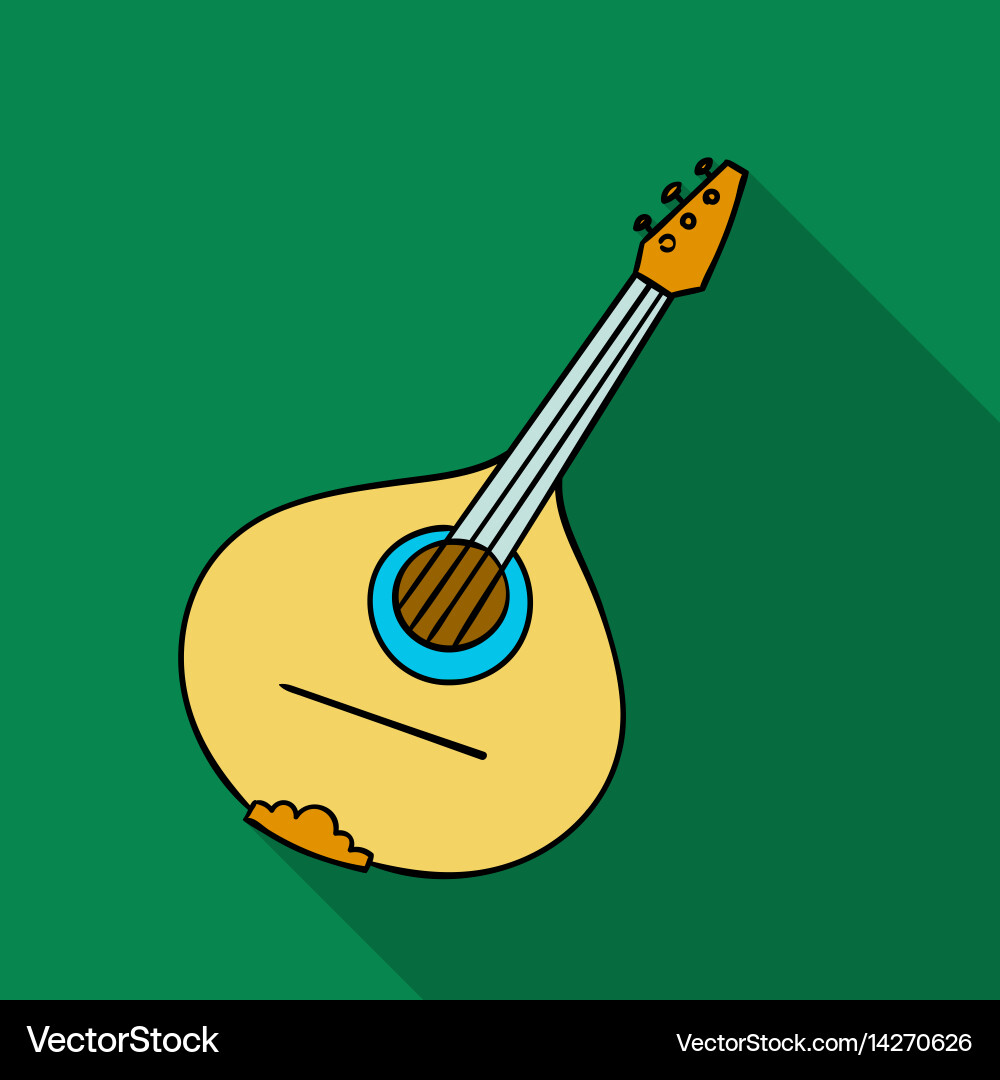 Italian mandolin icon in flat style isolated Vector Image