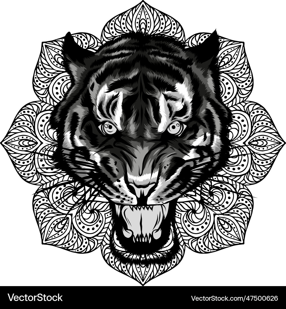 Monochromatic of tiger head Royalty Free Vector Image