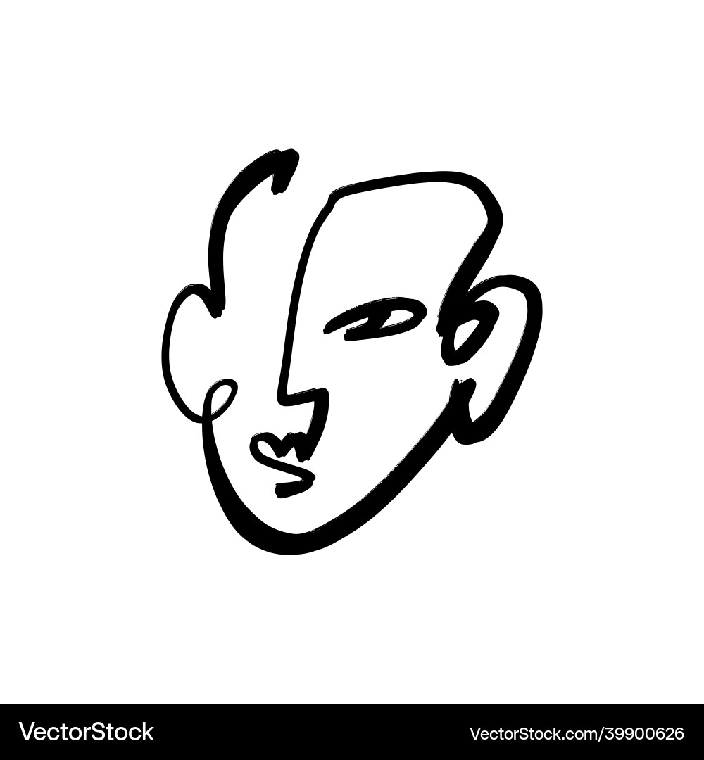One line face minimalist art modern drawing head Vector Image