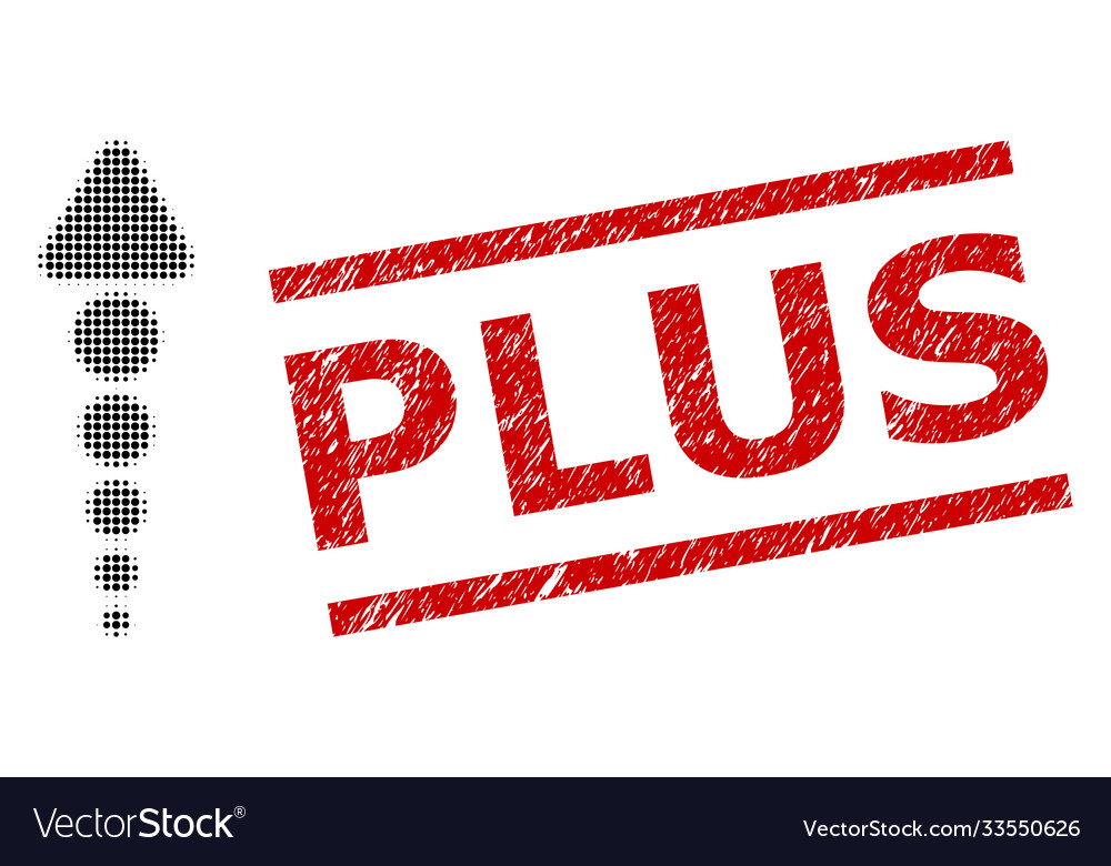 Scratched Plus Seal Stamp And Halftone Dotted Vector Image