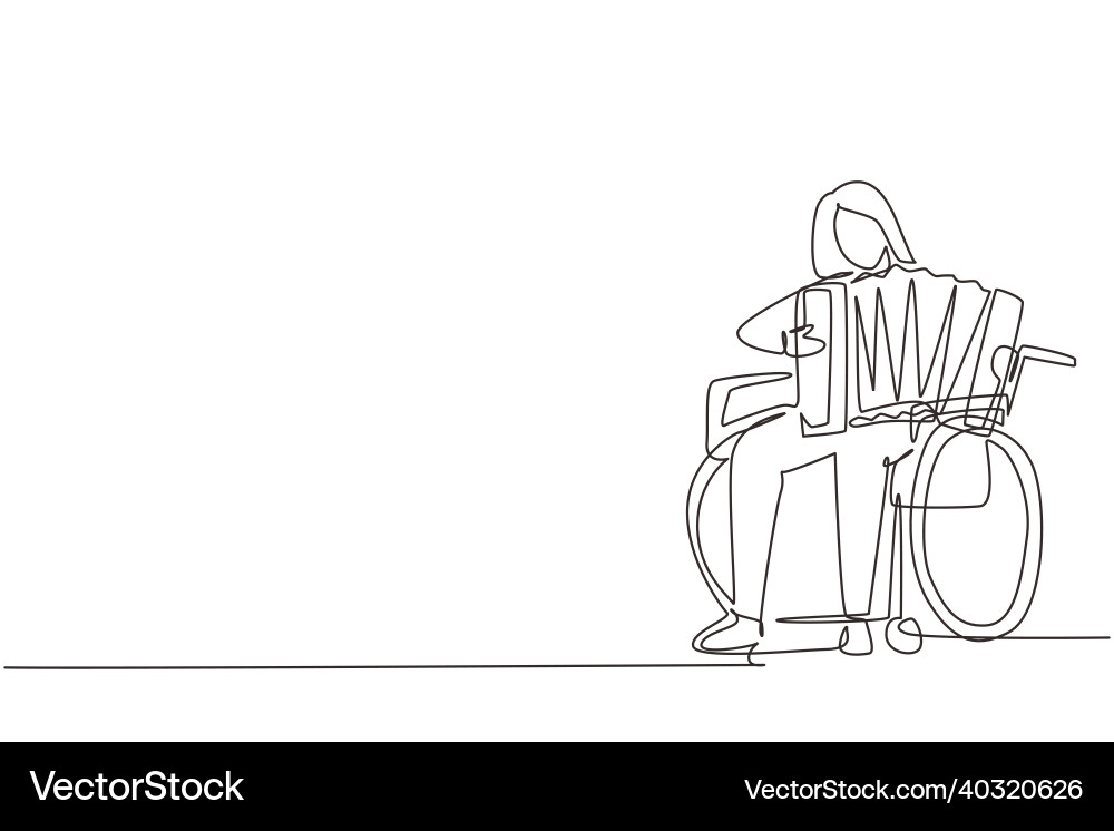 Single one line drawing disabled beautiful woman Vector Image
