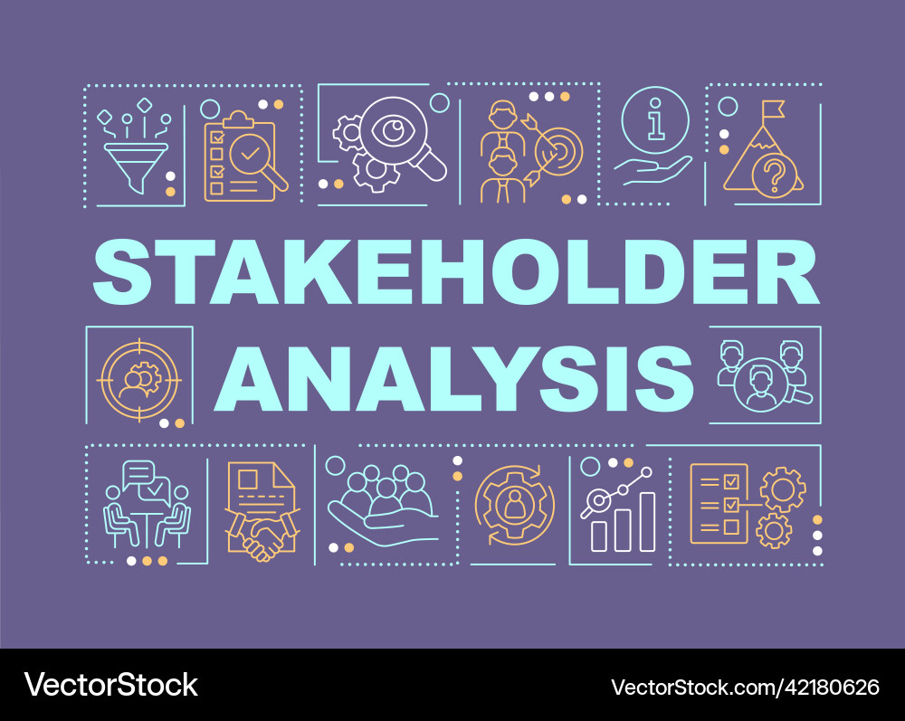 Stakeholder analysis word concepts purple banner Vector Image