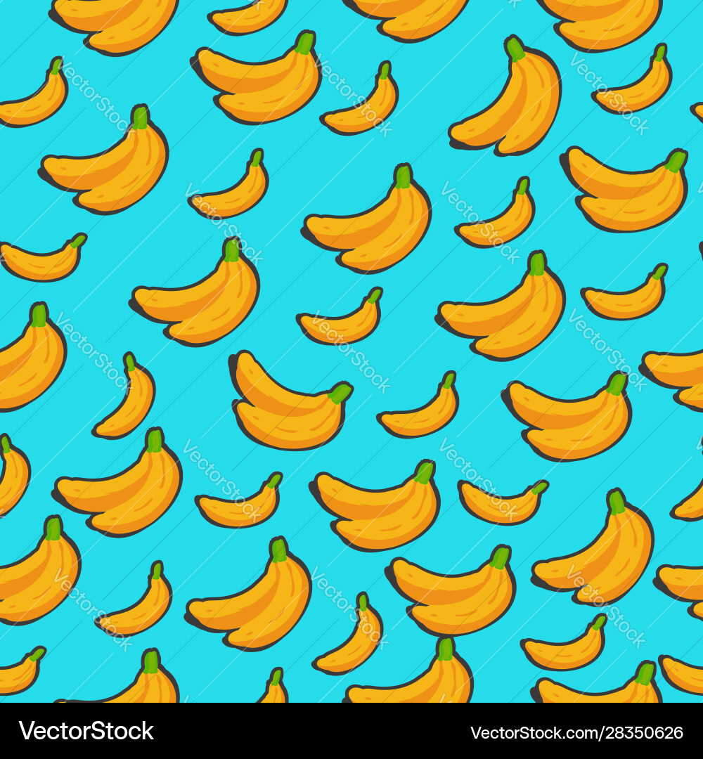 Summer fruit banana doodle hand drawing seamless Vector Image