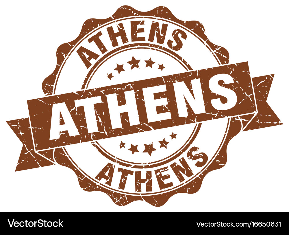 Athens round ribbon seal Royalty Free Vector Image