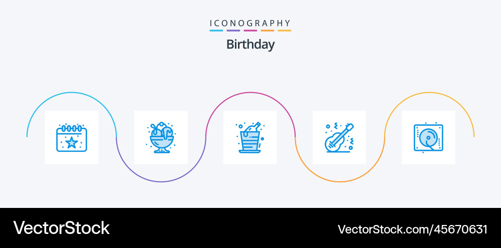Birthday blue 5 icon pack including musical Vector Image