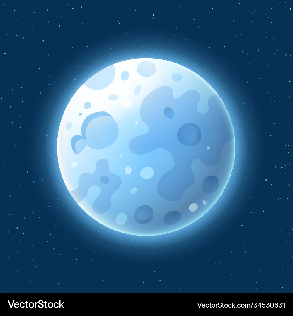 Blue moon in realistic style on starry background Vector Image