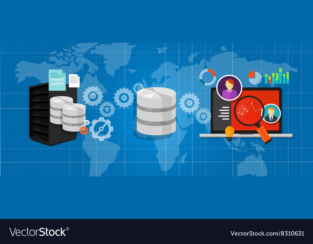 Data integration database connect media files Vector Image